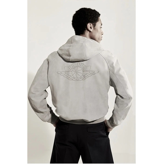 Dior | Jackets & Coats | Dior Air Rare Grey Suede Leather Hooded Zip Up ...